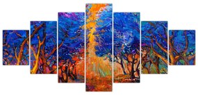 Obraz - Podzimní koruny stromů, moderní impresionismus (210x100 cm)