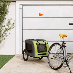 vidaXL Vozík za kolo pro psa zelený a šedý oxfordská tkanina a železo