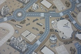 Dětský protiskluzový koberec STREET béžový