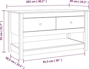 vidaXL Konferenční stolek černý 102 x 49 x 55 cm masivní borové dřevo [820925]