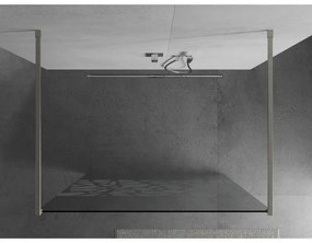 Mexen Kioto, sprchová zástěna Walk-In 130 x 200 cm, 8mm čiré sklo bílý vzor, ​​broušená ocel profil, 800-130-002-97-85