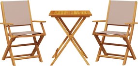 3dílný bistro set taupe textil a masivní dřevo 3281810