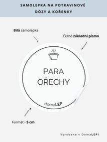 PARA OŘECHY – bílá samolepka na dózu, základní písmo, 5 cm | DomaLEP