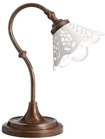 Il Fanale 065.52.OC Fior di Pizzo, lampička v rustikálním stylu z antické mosazi a keramiky, 1x10W LED E14, výška 29,5cm