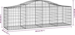 Klenuté gabionové koše 13 ks 200x50x60/80 cm pozinkované železo 3145609