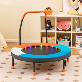 Costway Dětská trampolína Ø90 cm s LED osvětlením a madlem a taškou na přenášení
