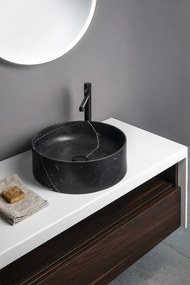Sapho Blok kamenné umyvadlo na desku 40 cm bez otvoru pro baterii matný černý Marquin 2401-52