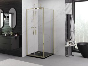 Mexen Exo, výklopná sprchová kabina, dveře 110 cm + boční stěna 110 cm, transparentní sklo, zlatá, 8182-110-110-50-00