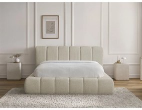 Béžová čalouněná dvoulůžková postel s úložným prostorem s roštem 180x200 cm Denali – Bobochic Paris