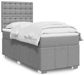 Box spring postel s matrací světle šedý 100 x 200 cm textil 3291593