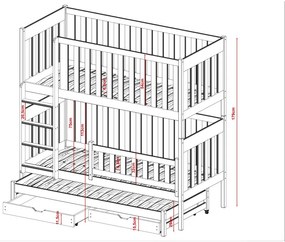Legno Dětská patrová postel Erika grafit Rozměr (cm): 90x200
