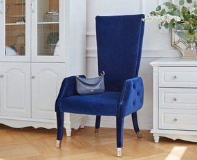 Prošívaná židle Blue Velvet I, kobaltová barva