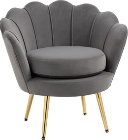 HOMCOM Shell Armchair, Vintage Křeslo, Křeslo do Ložnice a Obývacího Pokoje, Elegantní Design, Vysoká Opěrka, 76x67x74cm, Šedé | Aosom