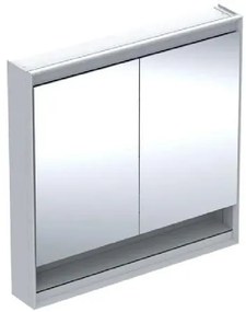 Geberit ONE - Zrcadlová skříňka s LED osvětlením, 900x900x150 mm, 2 dvířka, s nikou, hliník 505.833.00.1