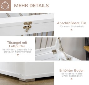 PawHut klec pro psy Klec pro střední psy 80 x 50 x 56,5 cm s dvířky a transportní funkcí v bílé barvě | Aosom.de