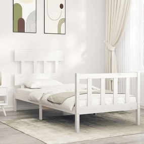 vidaXL Rám postele s čelem 100 x 200 cm masivní dřevo [3193328] Barva: Bílá