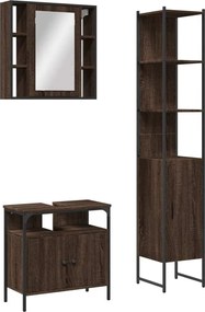 vidaXL 3dílný set koupelnových skříněk kompozitní dřevo [3214739] Barva: hnědý dub