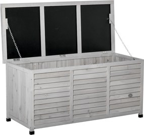 Outsunny zahradní přístřešek na nářadí voděodolný přístřešek z jedlového dřeva odolný velký prostor 127 x 56 x 60 cm šedý | Aosom