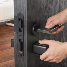 HOMCOM Chytrý dveřní válec, 5 v 1 s otiskem prstu, kódem, aplikací, NFC kartou a klíčem, společný přístup, Bluetooth válec