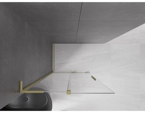 Mexen Velar L, posuvná sprchová zástěna Walk-in 120 x 200 cm, 8mm čiré sklo, zlatá matná, 871-120-003-03-55