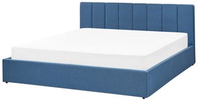 Čalouněná postel s úložným prostorem 180 x 200 cm modrá DREUX Beliani