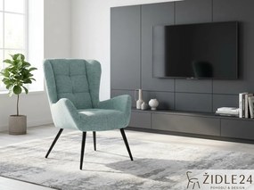 Relaxační křeslo ušák LIKAM - modrá látka