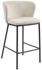 Bílá látková barová židle Kave Home Ciselia 65 cm
