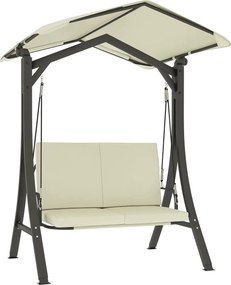 Outsunny Hollywoodská houpačka s nastavitelnou sluneční střechou a polstrováním sedadel, 2-místná zahradní houpačka pro až 220 kg, UV 30+, 150x120x182