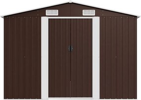 Zahradní domek 257 x 489 x 181 cm kovový hnědý 143351