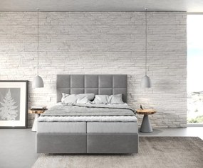 Boxspring postel Dream-Fine 140x200 cm mikrovlákno šedá s matrací