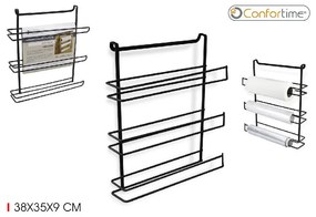 CONFORTIME Závěsný organizér na alobal, folii a kuchyňské utěrky, černý kov CANTE BY01011074740