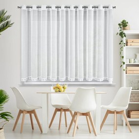 KRÁTKÁ ZÁCLONA NA KROUŽCÍCH SUZAN 350X140 CM BÍLÁ