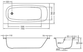 Jika Tanza Plus Vana 170x75 cm, bez noh H2252210000001