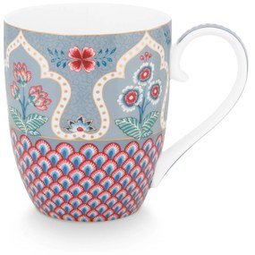 Pip Studio Flower Festival hrnek XL 440ml, červeno-modrý (hrnek z tenkostěnného porcelánu)