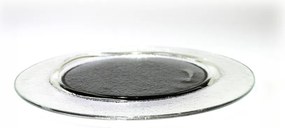 Kulatý servírovací tác čirý se šedým středem Průměr: 27cm