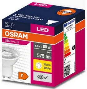 LED žárovka GU10 PAR16 OSRAM 6,9 (80W) teplá bílá (2700K) reflektor 60°