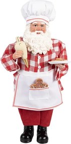 Červená vánoční dekorace figurka Santa Claus cukrář - 22*19*45 cm