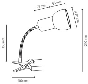 Spot-Light 2224174WF - Lampa s klipem SVENDA 1xE27/60W/230V