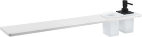 Sapho Abeline - Polička s dávkovačem a sklenkami, délka 80 cm, matná bílá/černá AE802-0101-03