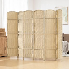 HOMCOM paravan pro vnitřní prostory ze dřeva, 6 panelů, 240 x 170 cm, skládací dělící stěna pro obývací pokoj, ložnici, přírodní