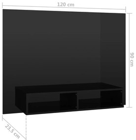 vidaXL Nástěnná TV skříňka černá vysoký lesk 120x23,5x90cm dřevotříska