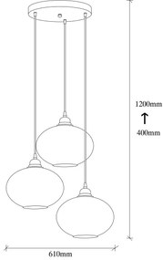 Lustr na lanku SMOKED 3xE27/40W/230V