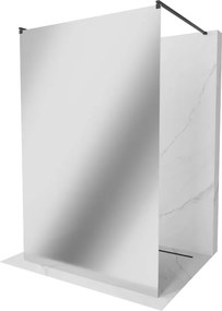 Mexen Kioto, průchozí sprchová zástěna 120 x 200 cm, 8mm sklo vzor zrcadlo, 2x černá stabilizační rozpěra, 800-120-002-70-50