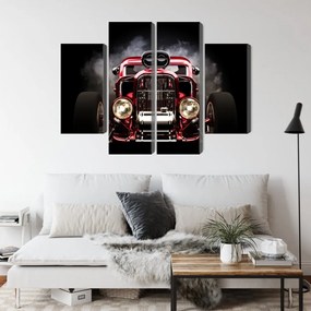 Vícedílný obraz Hot Rod Auto Na Pozadí Kouře Nedostatek Nedostatek Plátno Canvas 160x120