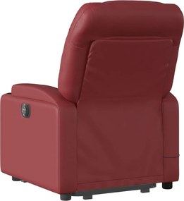 Zvedací masážní polohovací křeslo vínové umělá kůže 3204669