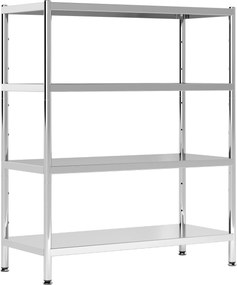 HOMCOM kuchyňský regál se 4 nastavitelnými úrovněmi ve 10 výškách, z nerezové oceli, 91x40x108 cm, stříbrná