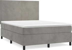 Box spring postel s matrací světle šedá 140x200 cm samet 3142905
