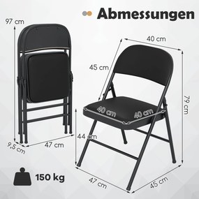 Costway Sada 2 skládacích židlí s kovovým rámem, zahradní židle, umělá kůže