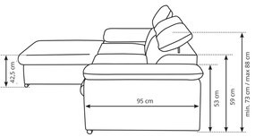 Sedací souprava COOL | 191x281 cm | rozkládací + úložný prostor | LEVÁ | šedo tmavě tyrkysová 18/24