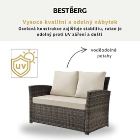 4dílná sada zahradního ratanového nábytku BestBerg Roma BBRF-1005BR / hnědá/krémová